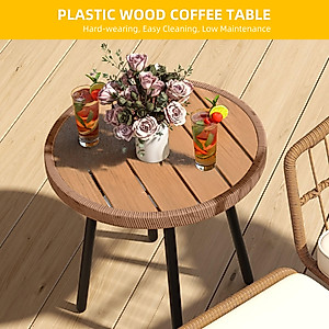 DWVO Patio Furniture Set, 5 Pieces Wicker Outdoor Patio Bistro Set with Ottomans Footrest and Side Table for Porch Balcony Yard Garden Backyard Poolside, Beige