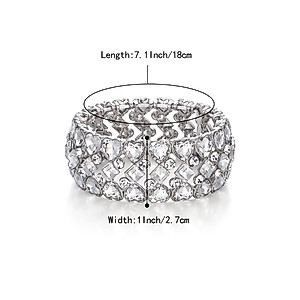 BriLove Wedding Bridal Bracelet for Women Heart Rhinestones Prismatic Stretch Bangle Bracelet Clear Silver-Tone