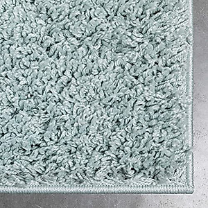 Well Woven Elle Basics | Emerson Shag Seafoam Green | Textured Area Rug 6x9 (6'7" x 9'6")