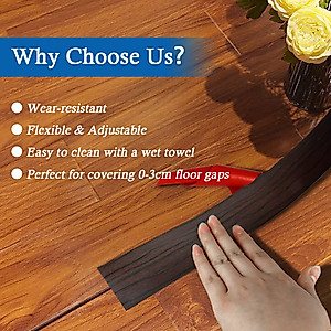 Floor Transition Strip Floor Cover Strips Self Adhesive Flooring Transitions Laminate Floor Strip 2" Wide Vinyl Floor Flat Divider Strip Elegant Wood Grain Design (5cm, 20Ft, Black Walnut)