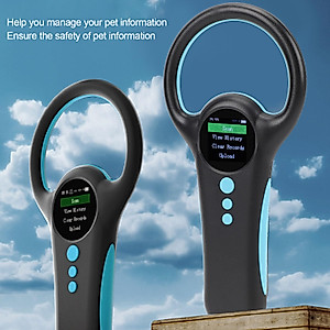 Pet Microchip Reader, Data Storage Portable Pet Chip Scanner Rechargeable Animal ID Tag Scanner with Stable Display 134.2K Dual Frequency Chip for Animal Pets Pigs Dogs Cats