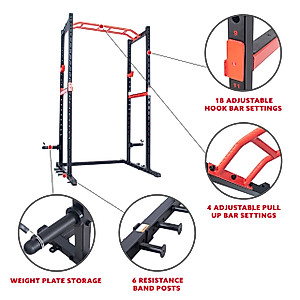 Sunny Health & Fitness Power Zone Strength Rack Power Cage - SF-XF9925, black