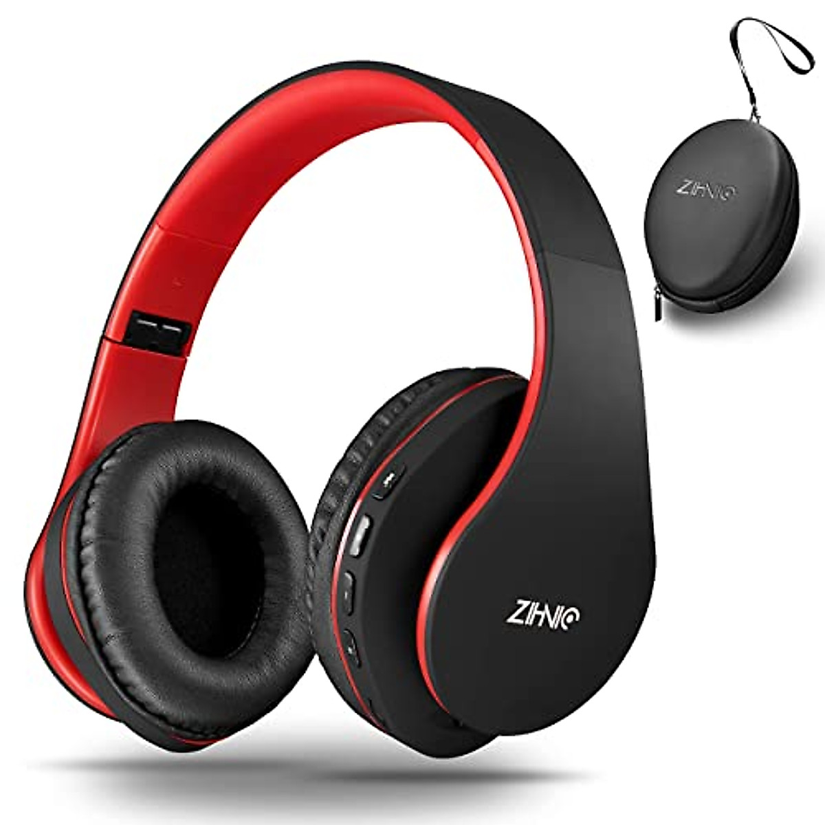 2 Items,1 Black Red Zihnic Over-Ear Wireless Headset Bundle with 1 Black Green Zihnic Foldable Wireless Headset