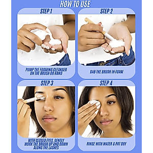 STACY LASH Eyelash Extension Shampoo + Brush / 1.69 fl.oz / 50ml / Eyelid Foaming Cleanser/Wash for Extensions & Natural Lashes/Safe Makeup Remover/Supplies for Professional & Home Use