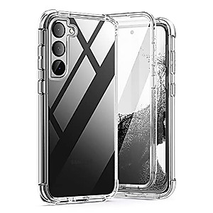 SURITCH for Samsung Galaxy S23+ Plus Clear Case 6.6" (Only), [Built-in Screen Protector] Full Body Protective Hard Shell+Soft TPU Phone Case for Samsung S23 Plus -(Full Clear)