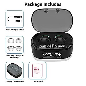 VOLT PLUS TECH Wireless V5.1 Bluetooth Earbuds for Samsung Galaxy S22/S21/Ultra/Plus/5G F9 TWS with Mic,8D Bass,Noise Reduction Technology,Waterproof with 2000mAh Charging Case