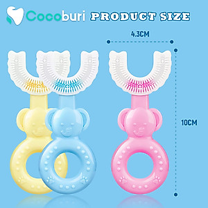COCOBURI Kids U-Shaped Toothbrush Manual Training Tooth Brush Silicone Soft Head Toothbrush 360 ° Oral Cleaning Toothbrush(Pink)