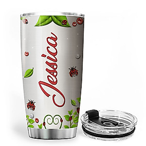 ZOXIX Personalized Name Tumbler Cute Insect Animal Coffee Cup With Lid 20oz Stainless Steel Travel Mug Birthday Present For Women Who Love Animals Gift Ideas