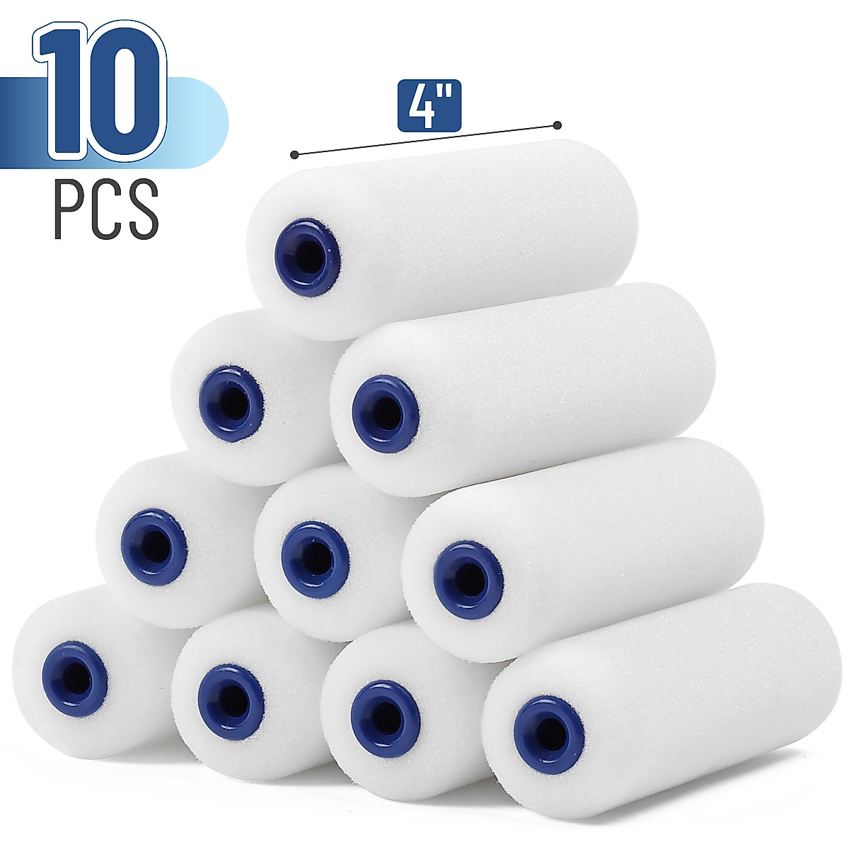 Bates- Foam Paint Roller Covers, 10 Pack, 4 Inch, Paint Roller 4 Inch, High Density Foam Roller Paint Covers, 4 Inch Paint Roller, Paint Rollers 4 Inch, Foam Paint Roller 4 Inch Foam Roller