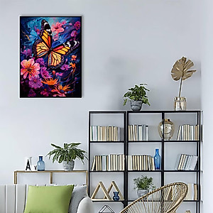 ijbnhd Butterfly Diamond Art Painting Kits for Adults - Full Drill Diamond Paintings for Beginners, Round 5D Diamond Painting Pictures Gem Art Painting Kits DIY Crafts Kits 12x16in