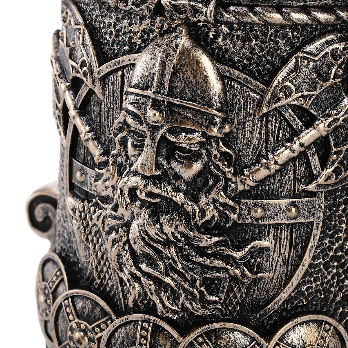ZENFUN Noric Viking Ship Dragon Beer Mug, 18/8Stainless Steel Drinking Tankard, 17 OZ Wine Coffee Cup, Norse Mythology Poetic Decor Beer Mug, Great Gift for Men