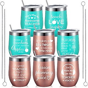 Teacher Appreciation Gifts, Teacher Gifts Thank You, Coffee Mug for Teachers, Teacher Tumbler with Straws Lids and Brushes for Graduation Educators Birthday Christmas Gift, 12 OZ (Mint, Rose Gold)