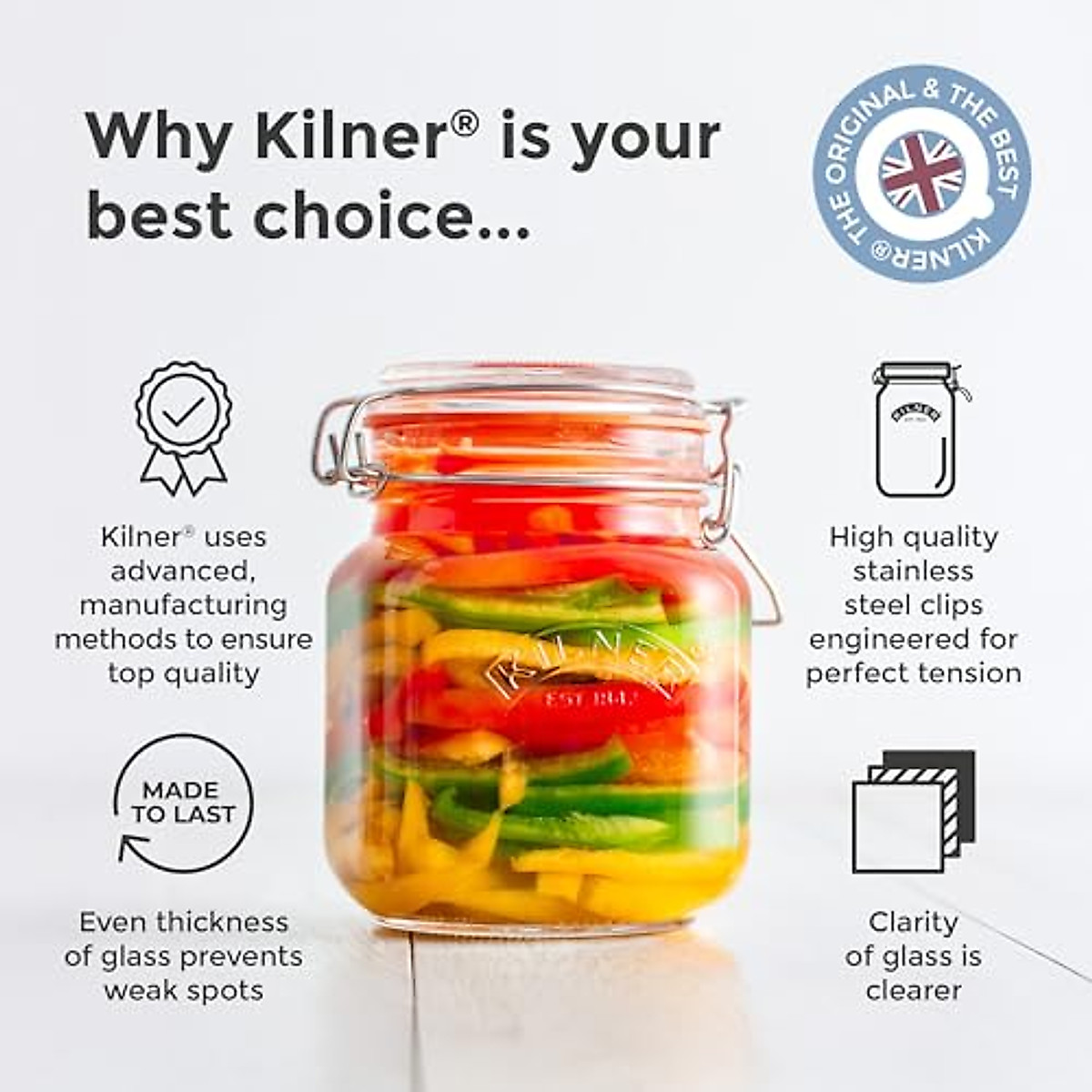 Kilner Square Swing Top Glass Jar | 2L