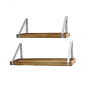 Stratton Home Decor Wood & Metal (Set of 2) Shelves, 20.08 W X 7.28 D X 7.87 H, Wood, Galvanized