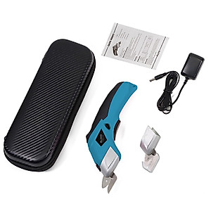 VLOXO Cordless Electric Scissors with 2 Blades Rechargeable Powerful Shears Cutting Tool for Fabric Cardboard Carpet Leather Felt with Charger