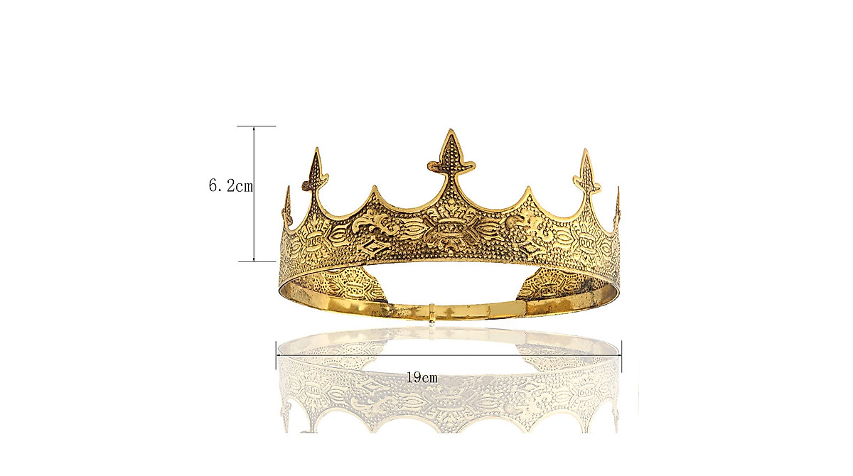 Royal King Tiara Crown Men's Jewelry for Weddings & Events