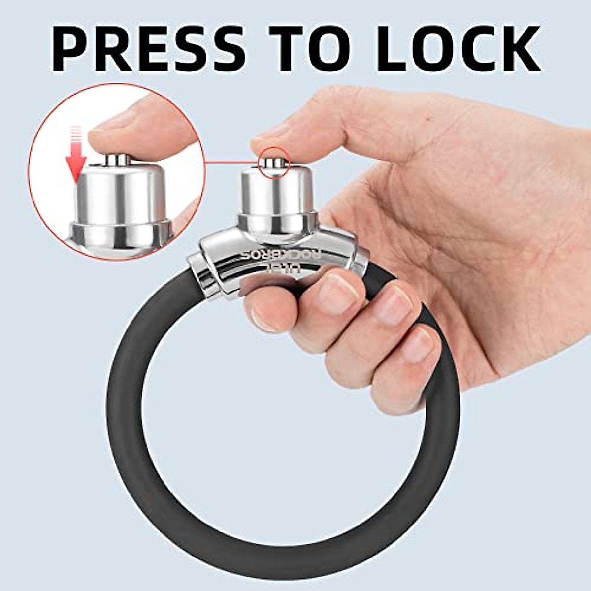 ROCKBROS Bike Cable Lock Portable Bicycle Lock Anti Theft Cable Lock for Bicycle Security Cycling Cable Lock with 2 Keys Road Mountain Bike Lock