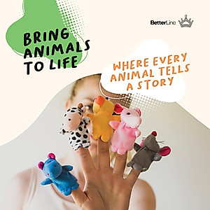 20-Piece Story Time Finger Puppets Set - Cloth Velvet Puppets - 14 Animals and 6 People Family Members