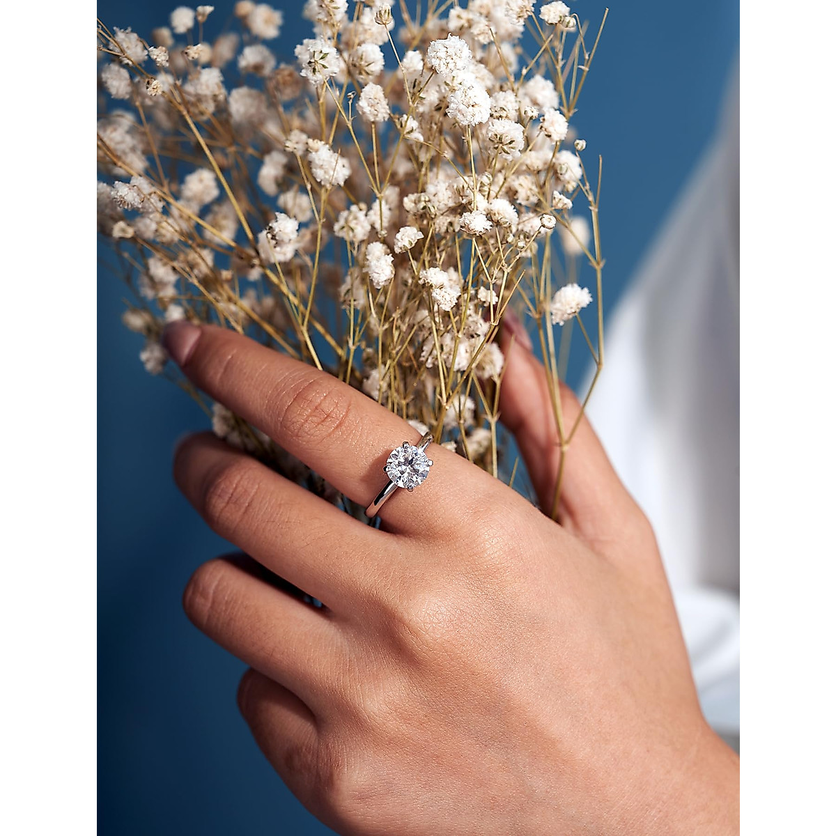 IMOLOVE Moissanite Solitaire Engagement Ring for Women, Women's Engagement Rings Moissanite Promise Rings 2CT D Color VVS1 Clarity Wedding band 925 Sterling Silver with 18K Gold Plated-6-2CT