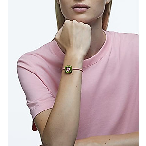 SWAROVSKI Dulcis Soft Bracelet with Pink Crystal in Green Molded Setting on Pink Braided Cord, Part of the Dulcis Collection