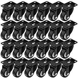 Online Best Service 24 Pack Swivel 2" Caster Wheels Rubber Base with Top Plate & Bearing Heavy Duty (24 Pack Without Brake)