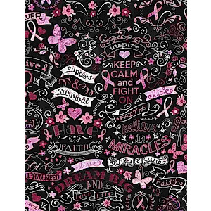 Sparkling EARTH Pink Ribbon Collage (Breast Cancer Ribbons) - Riley Medical Scrub Caps - Adjustable Cord Lock Closure - Made in USA!