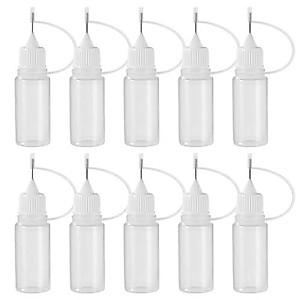 EXCEART 10 Pcs Needle Tip Glue Bottles 10ml Precision Refillable Squeeze Tip Applicator Empty Needle Plastic Bottle for DIY Craft