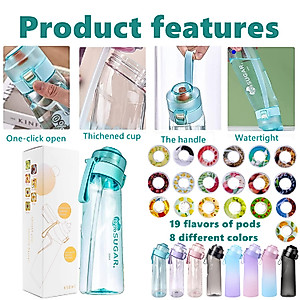Air Water Bottle with 7 Flavor Pods, 650ML Fruit Fragrance Water Bottle, 0% Sugar Water Cup BPA Free, Sports Water Cup Suitable for Gym and Outdoor Sports (Blue)