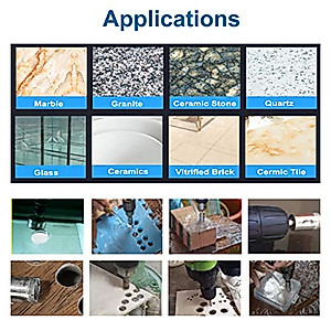 Diamond Drill Bits, PHITUODA 5pcs Diamond Hole Saw Glass Hole Saw Tile Hole Saw Hollow Core Drill Bit for Glass, Marble, Ceramic, Granite, 5/32" to 1/2", 4-13mm