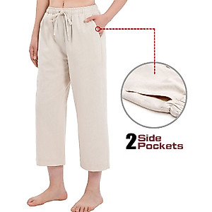 Bonnorth Womens Wide Leg Trousers for Women Golf Flowy Capri Pants for Women Boho Lounge Linen Palazzo Pants Women's Lounge Oversized Sweatpants Pants Khaki XL