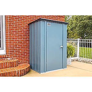 Spacemaker 4' x 3' Compact Outdoor Metal Backyard, Patio, and Garden Storage Shed Kit, Juniper Berry