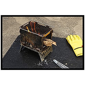 Joyeee Fireproof Fireplace Mat with Storage Bag, Large Grill Mat Hearth Rug BBQ Grill Mat Fire Pit Ground Protector Mat, Garden Outdoor Doormats Fire Mat, Portable and Foldable, 31.5"x 29.5" #20