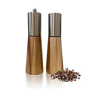 Salt and Pepper Grinder Set,Stainless Steel Manual Salt and Pepper Mill,Adjustable Thickness,Suitable For Kitchen,Barbecue,Picnic,2 Packs
