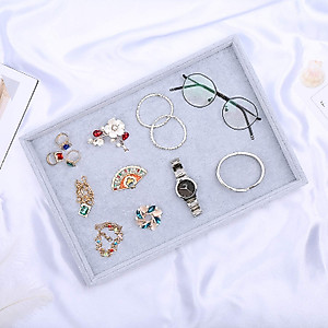 STYLIFING Jewelry Organizer Tray Velvet Jewelry Tray Jewelry Display Case Drawer Jewelry Organizer Ring Earring Necklace Bracelet Watch Buttons Holder
