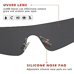 COASION Y2K Silver Futuristic Metallic Sunglasses Cyberpunk Concert Glasses for Women Men, Game 2077 Costume Eyewear (Silver/Silver Mirror)