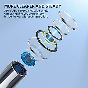 Ear Scope, Ear Wax Removal Tool Camera Wireless Otoscope 1080P Ear Cleaner Camera, Otoscope with Light Ear Wax Remover, Ear Endoscope Compatible with iPhone iPad Android