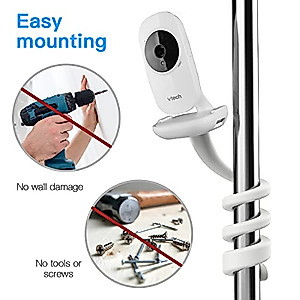 XLTTYWL vtech Baby Monitor Crib Mount with Shelf Connection Baby Crib Accessories Compatible with VTech VM819/VM3252 Baby Monitor (Gooseneck Shape Mount)