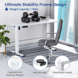 SohoTeco Motorized Standing Desks, Electric Stand Up Desk with Ultra Stable Construction and Cable Management,adjustable Height Desk with Memory Preset Design for Home Office Use 48x24 in White