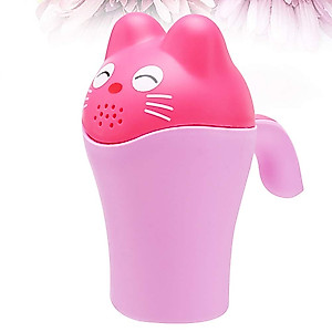Cabilock Fashion Creative Baby Shower Water Cup Adorable Shower Shampoo Cup Bath Wash Cups Shampoo Rinser with Handle (Pink)