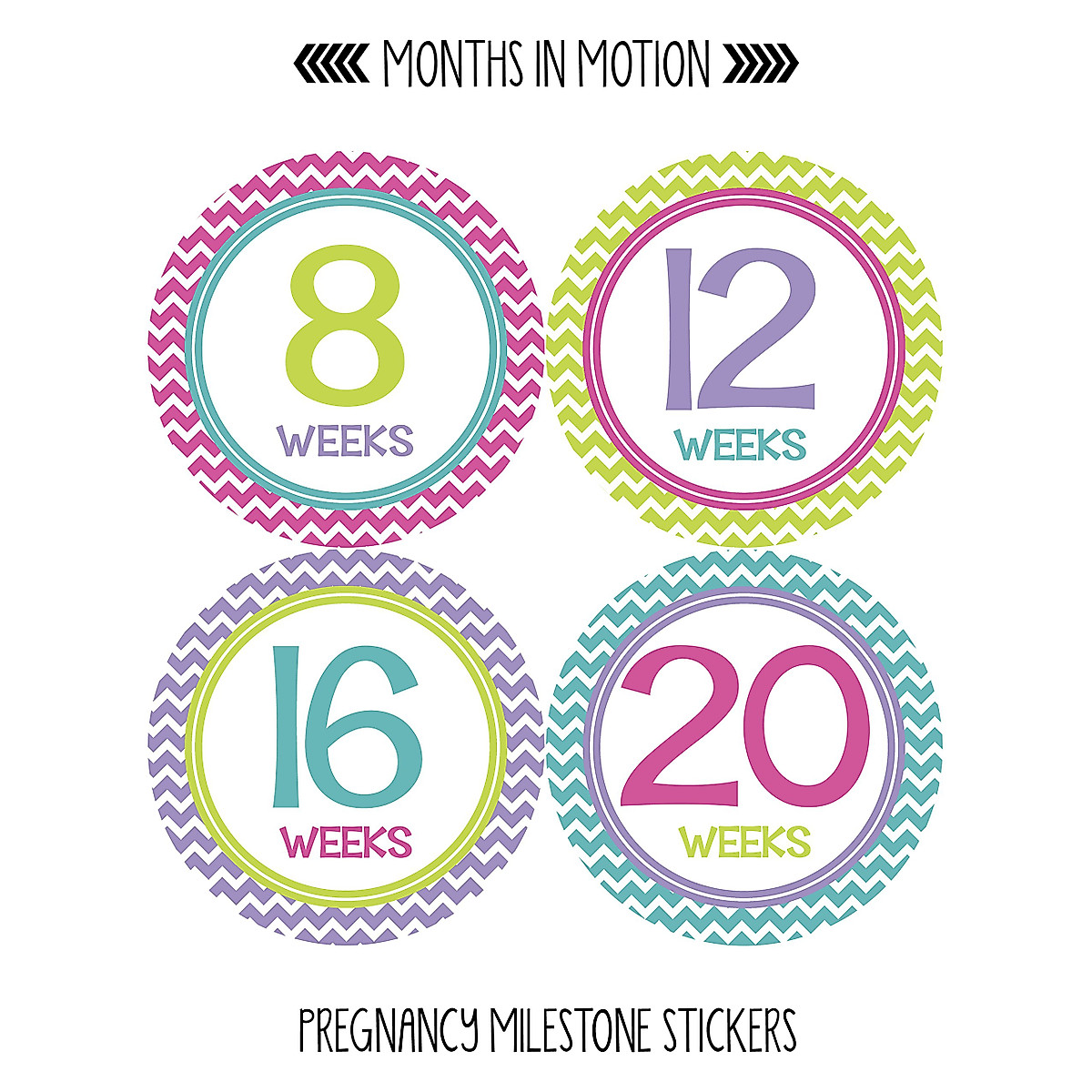 Weekly Pregnancy Growth Stickers Week Pregnant Expecting Photo Prop (Set of 12)