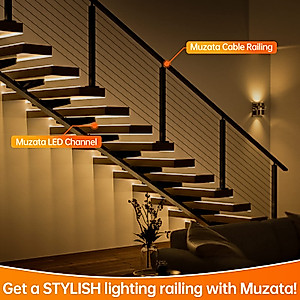 Muzata 10Pack 6.6FT/2M V-Shape LED Channel System with Transparent Smoky Black Cover Lens, Black Aluminum Extrusion Profile Housing Tape Lights V1SW BB 2M