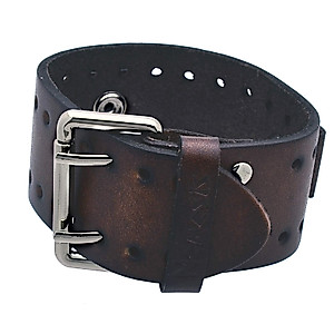 Nemesis BN-BB Dark Brown Wide Leather Cuff Wrist Watch Band