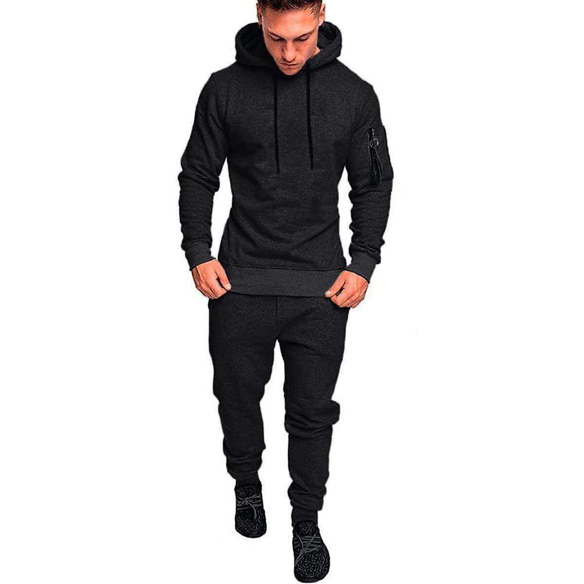 Insenver Men’s Sweatsuits Set 2 Piece Hoodie Outfit Jogging Tracksuits for Men Casual Athletic Long Sleeve Pullover Suit Set