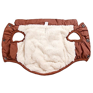 JoyDaog 2 Layers Fleece Lined Warm Dog Jacket for Puppy Winter Cold Weather,Soft Windproof Small Dog Coat,Brown M