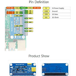waveshare for Raspberry Pi 4B/3B+/3B/2B/B+/A+/Zero/Zero W/Zero 2W, Sense HAT (C) Onboard Gyroscope, Accelerometer, Magnetometer, Barometer, Temperature, Humidity Sensor, Supports External Sensors