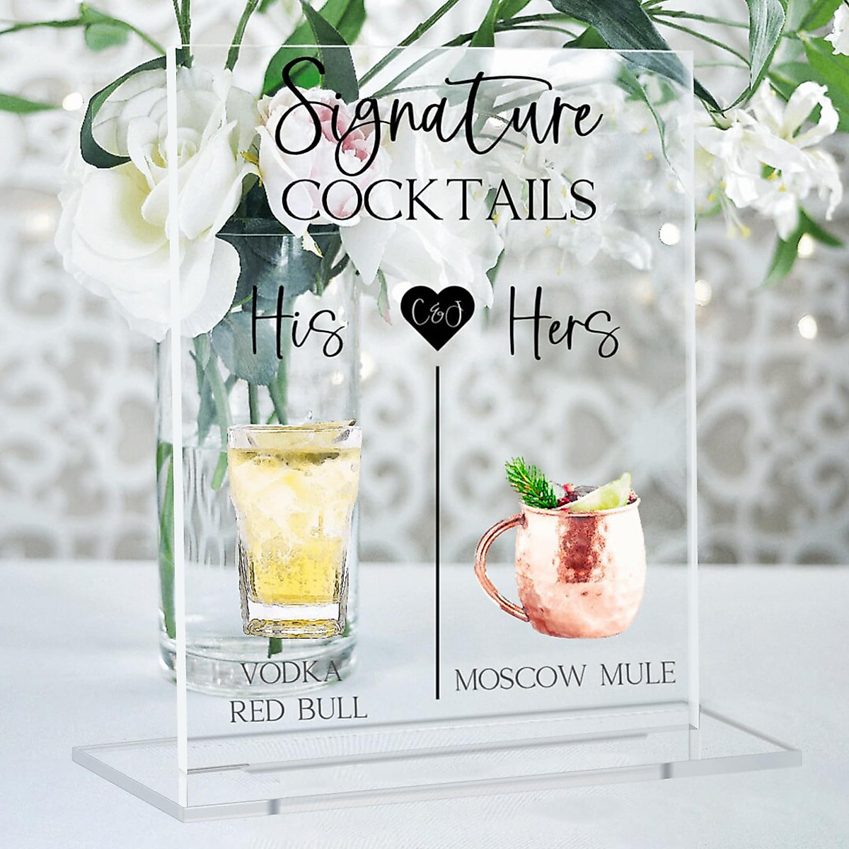 JINMURY 8x10 Inch Clear Acrylic Sign with Stand | 5 Pack Blank Acrylic Table Signs and Base for DIY Wedding Table Numbers, Wedding Signage, Events& Parties