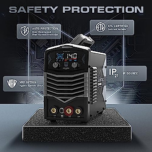 Sunstac 140Amp MIG Welder, 110V Flux Core MIG Welder/Lift TIG/Stick 3 in 1 Welding Machine with Synergic Control and IGBT Inverter, Portable Gasless MIG Welder with Intelligent LCD Display