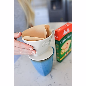 Simply Charmed Pour Over Coffee Dripper - Single Cup Ceramic Coffee Maker with 40 Count Melitta Filters