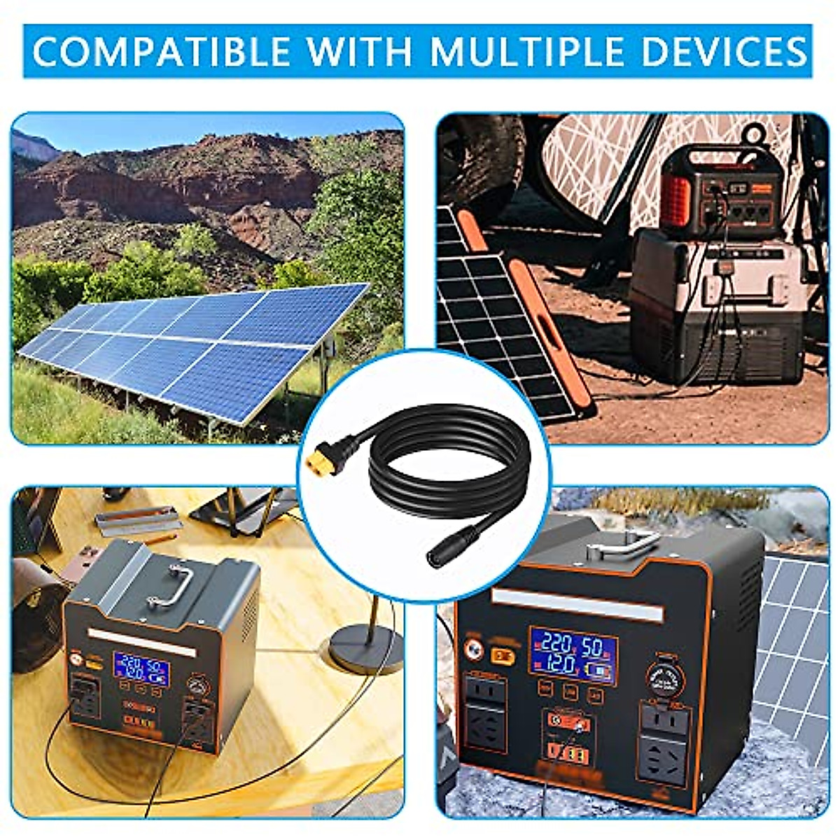 PNGKNYOCN DC 8mm to XT60 Power Cable 14AWG DC 8mm Female to XT60 Female Adapter Cable for Solar Panel Portable Power Station Solar Generator（1.5M/4.9Ft）