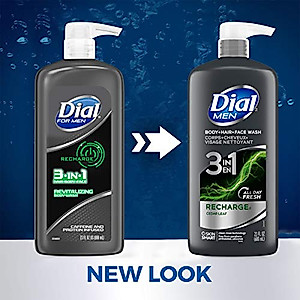 Dial Men 3in1 Body, Hair and Face Wash, Recharge, 69 fl oz (3-23 fl oz Bottles)